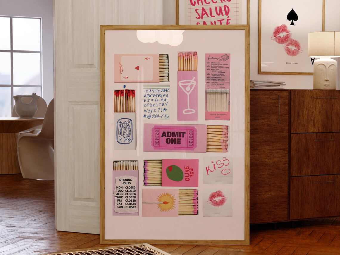 Blank Pink Matchbook Print, Trendy Matches Poster, Trendy Wall Art ...