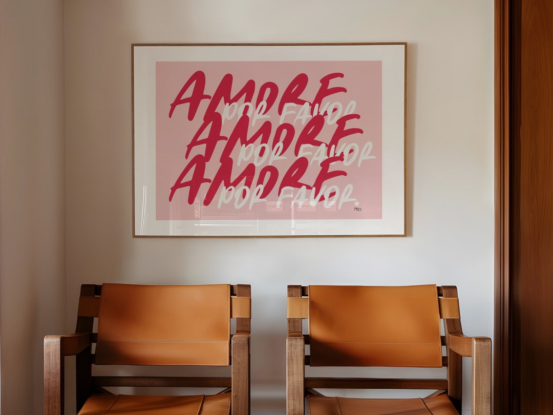 Amore Por Favor Print, Pink Love Poster, Pink Mon Amour Print, Pink ...