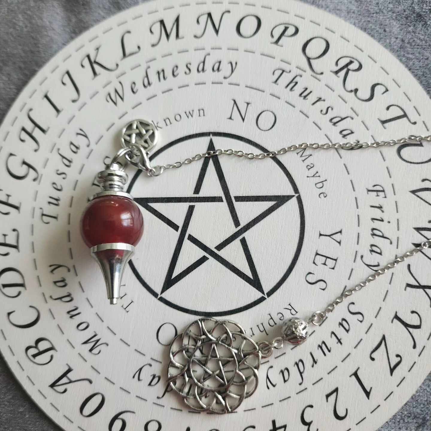 Pendulum Board Set: Red Agate Pentacle - Etsy