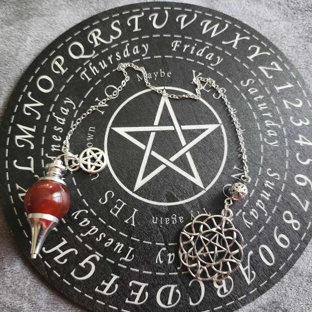 Pendulum Board Set: Red Agate Pentacle - Etsy