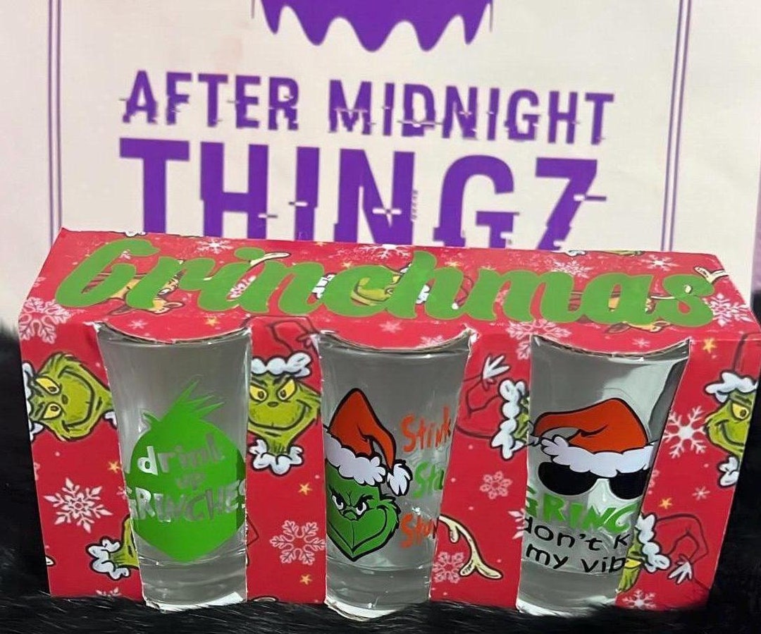 Grinch Drink up Grinchmas Green Guy 1.5oz Shot Glass Gift Set - Etsy