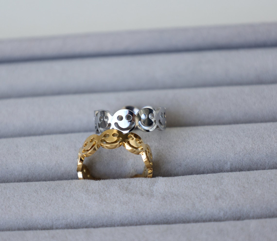 Smiley Face Ring Happy Face Ring Adjustable Waterproof Happy - Etsy