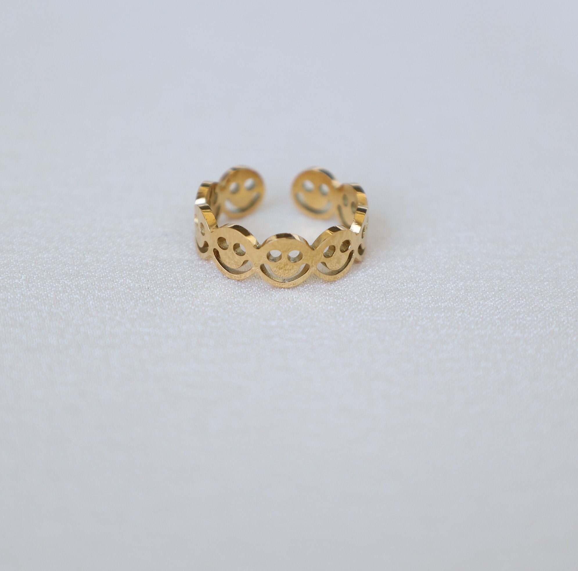 Smiley Face Ring Happy Face Ring Adjustable Waterproof Happy - Etsy