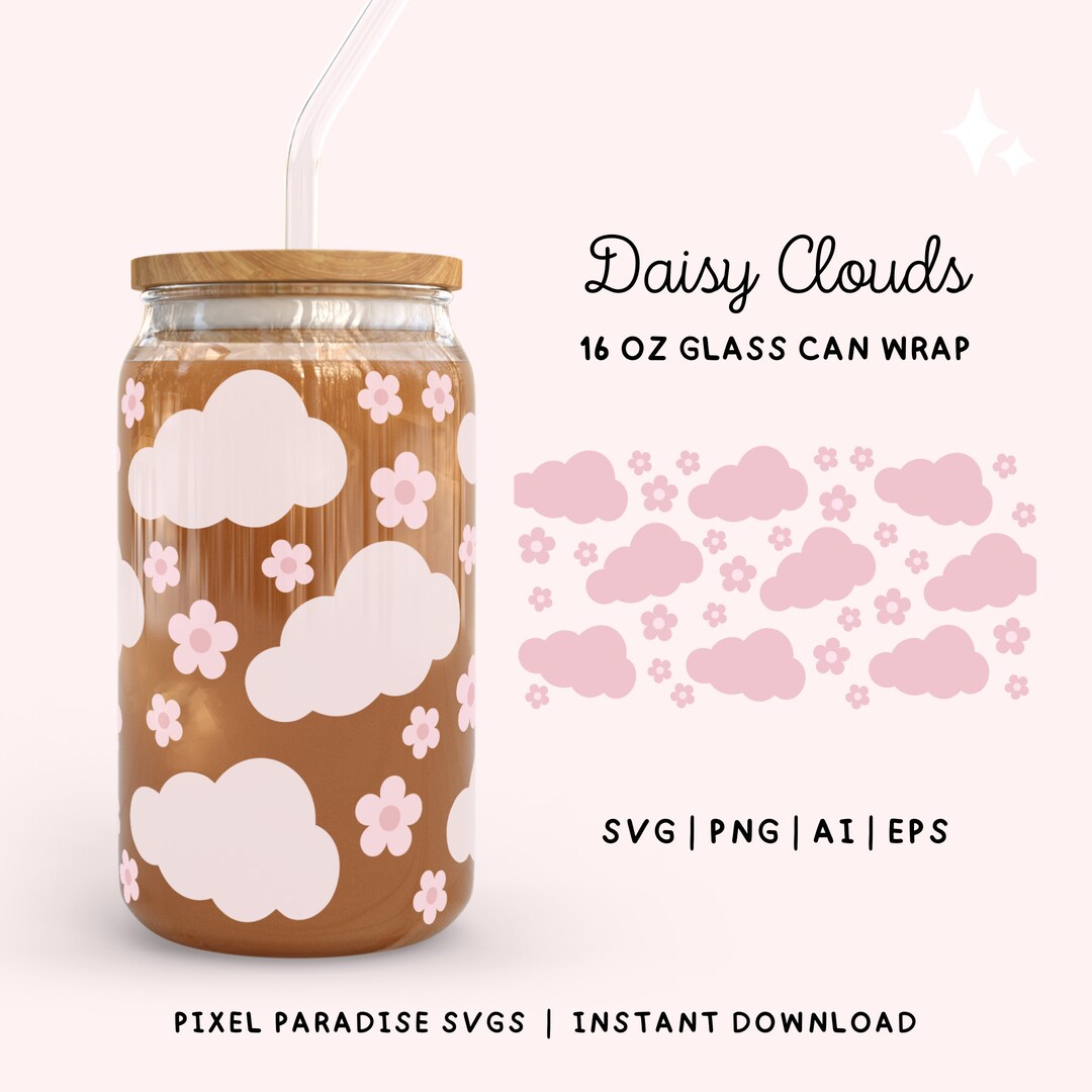 Cloud Libbey Svg Cup Wrap, Libbey Svg Designs, Daisy Libbey Svg, Cute ...