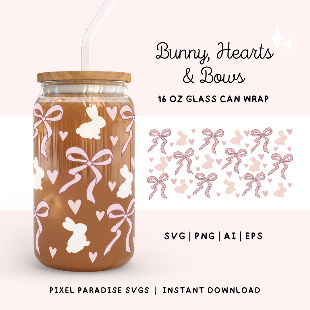 Easter Glass Svg, Easter Glass Can Cutfile, Easter Libbey Svg Bunny ...