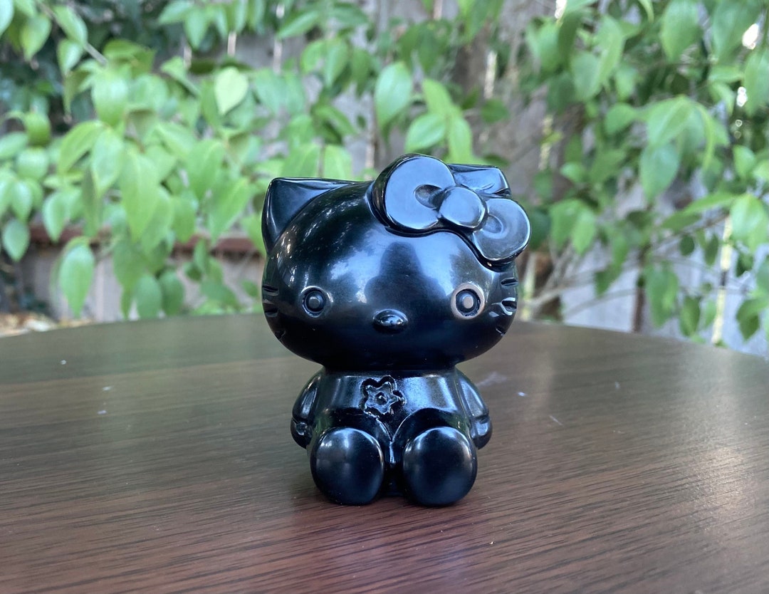 Hello Kitty Black Obsidian Crystal Carving - Etsy