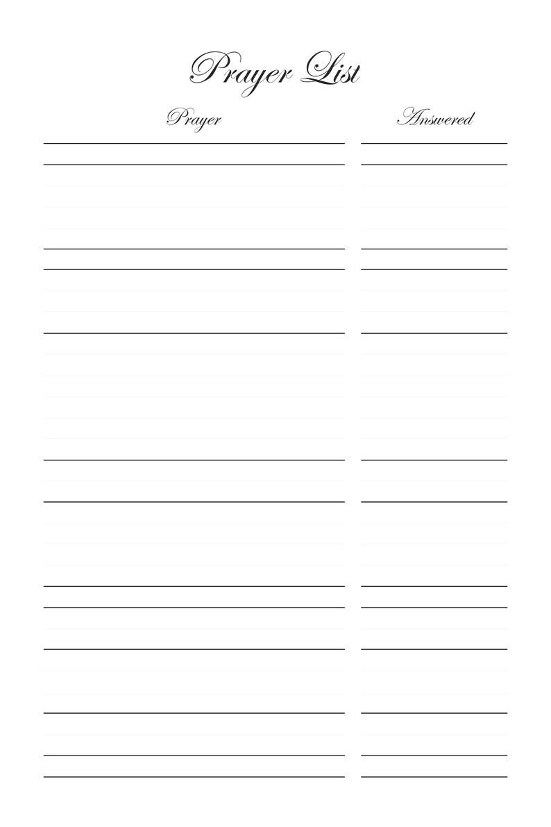 Prayer List Template - Etsy