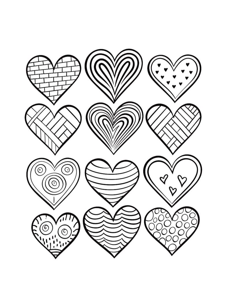 Heartfelt Hues Heart Coloring Pages - Etsy Canada