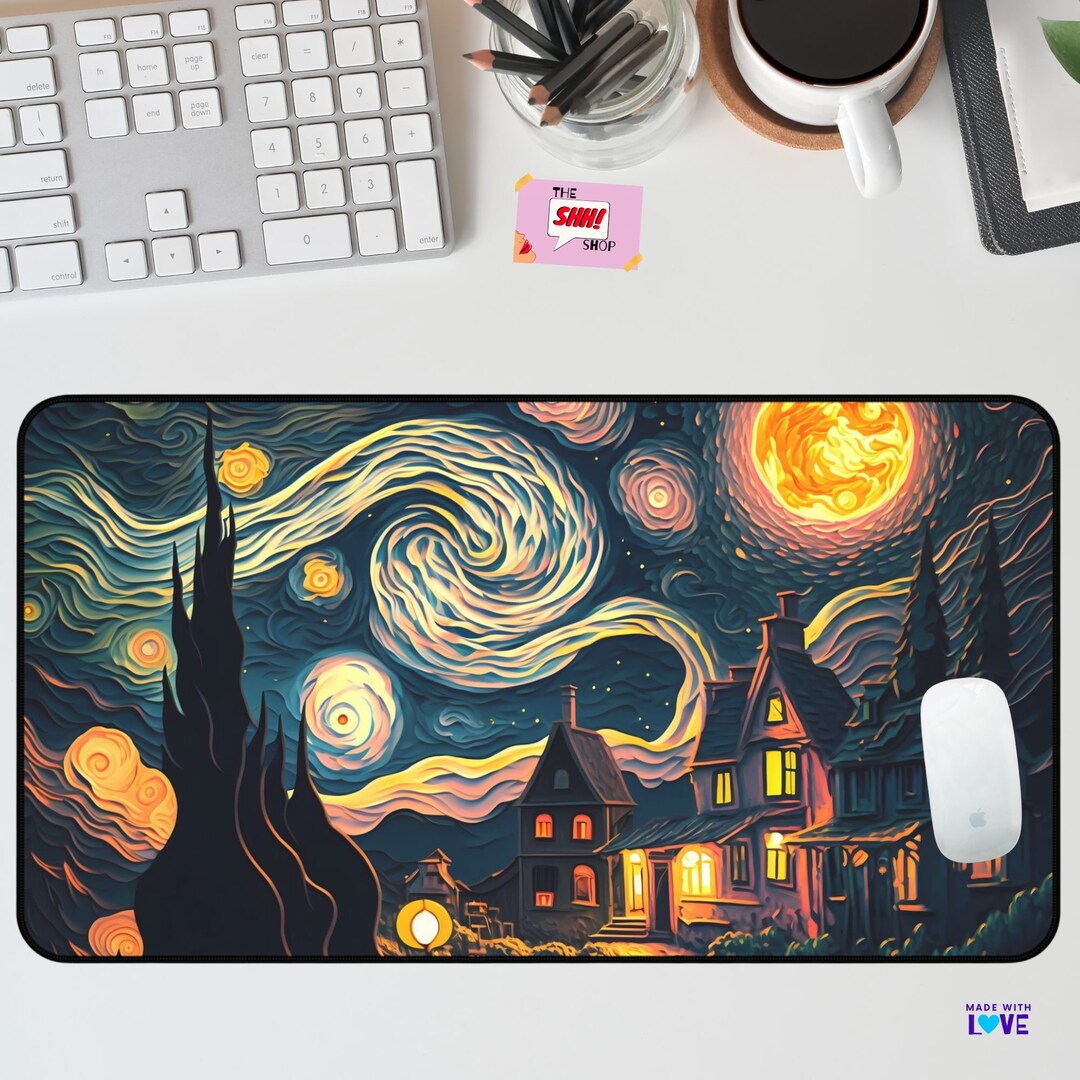 Artistic Desk Mat, Van Gogh Desk Decor, Extra Large Desk Pad, Extended ...
