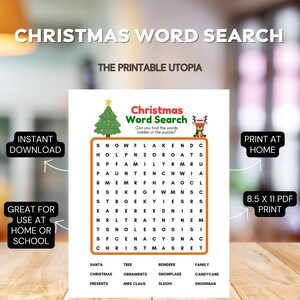 Christmas Word Search, Holiday Games, Games for Kids, Printable Games ...