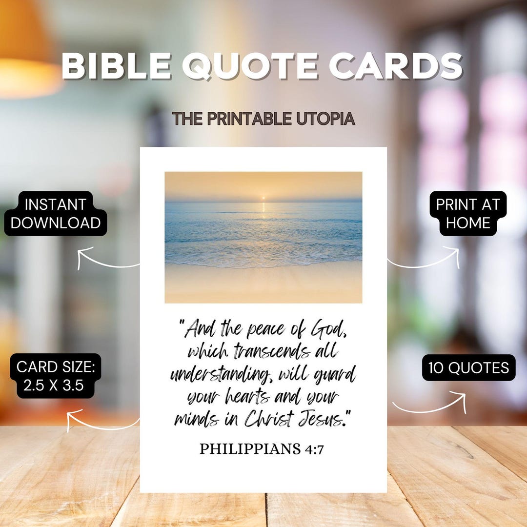 Printable Bible Quote Cards, Scripture Cards, Bible Verses, Peace ...
