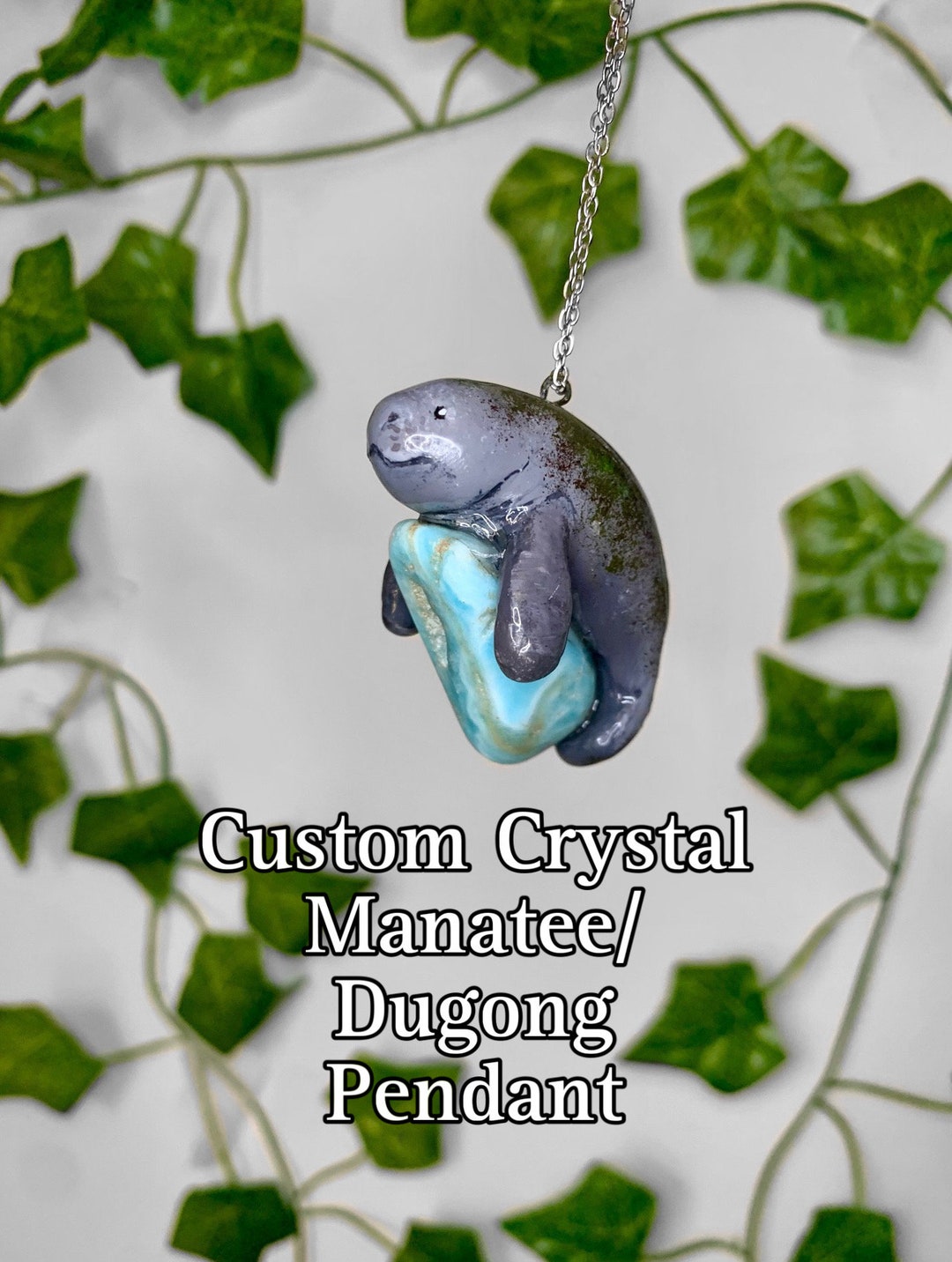 Custom Manatee/dugong Crystal Pendant Keychain Necklace - Etsy