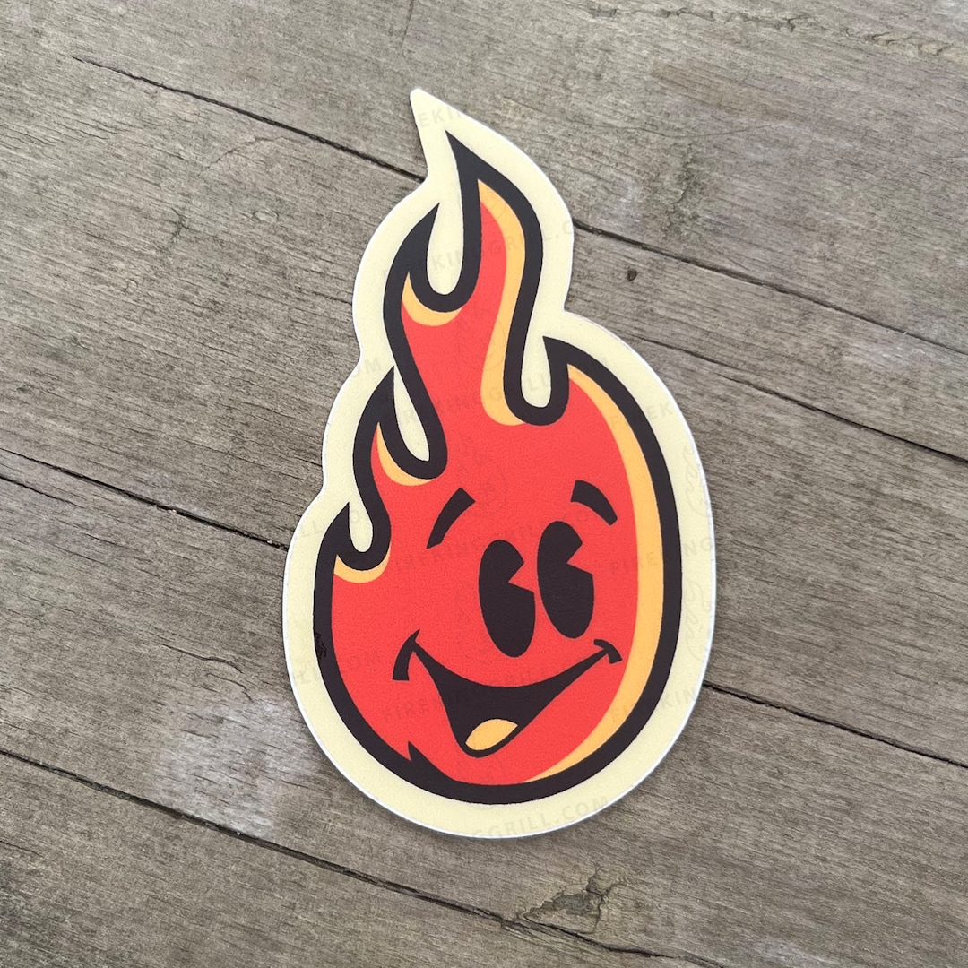 Fireking Grill Sticker | Fireball Retro Cartoon | Die Cut Vinyl Decal ...