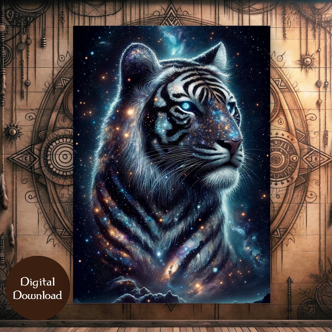 Tiger Power Animal Portrait: Shamanic Spirit Art Digital Download - Etsy