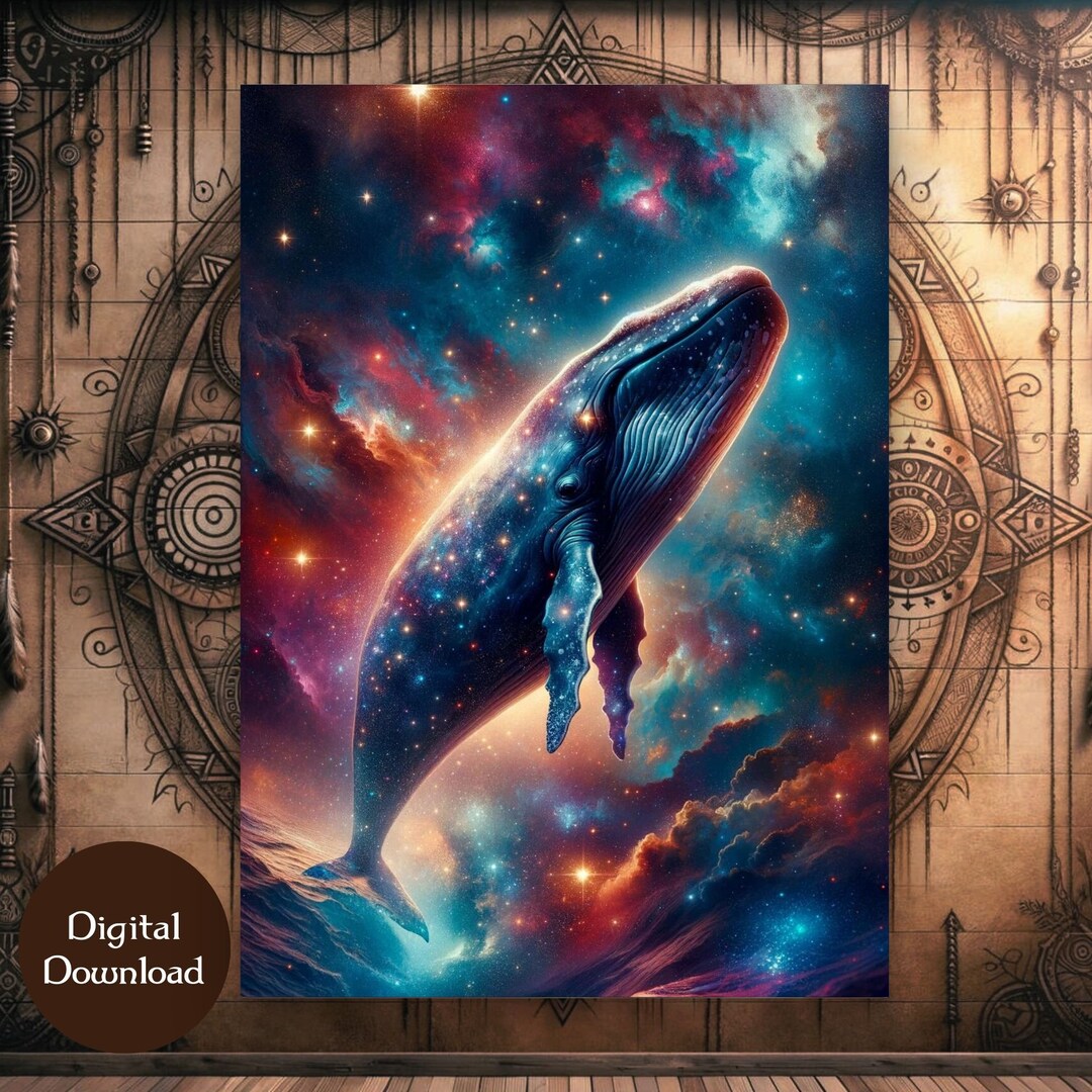 Sperm Whale Cosmic Guide Portrait: Intergalactic Voyage Art - Digital Download - Etsy