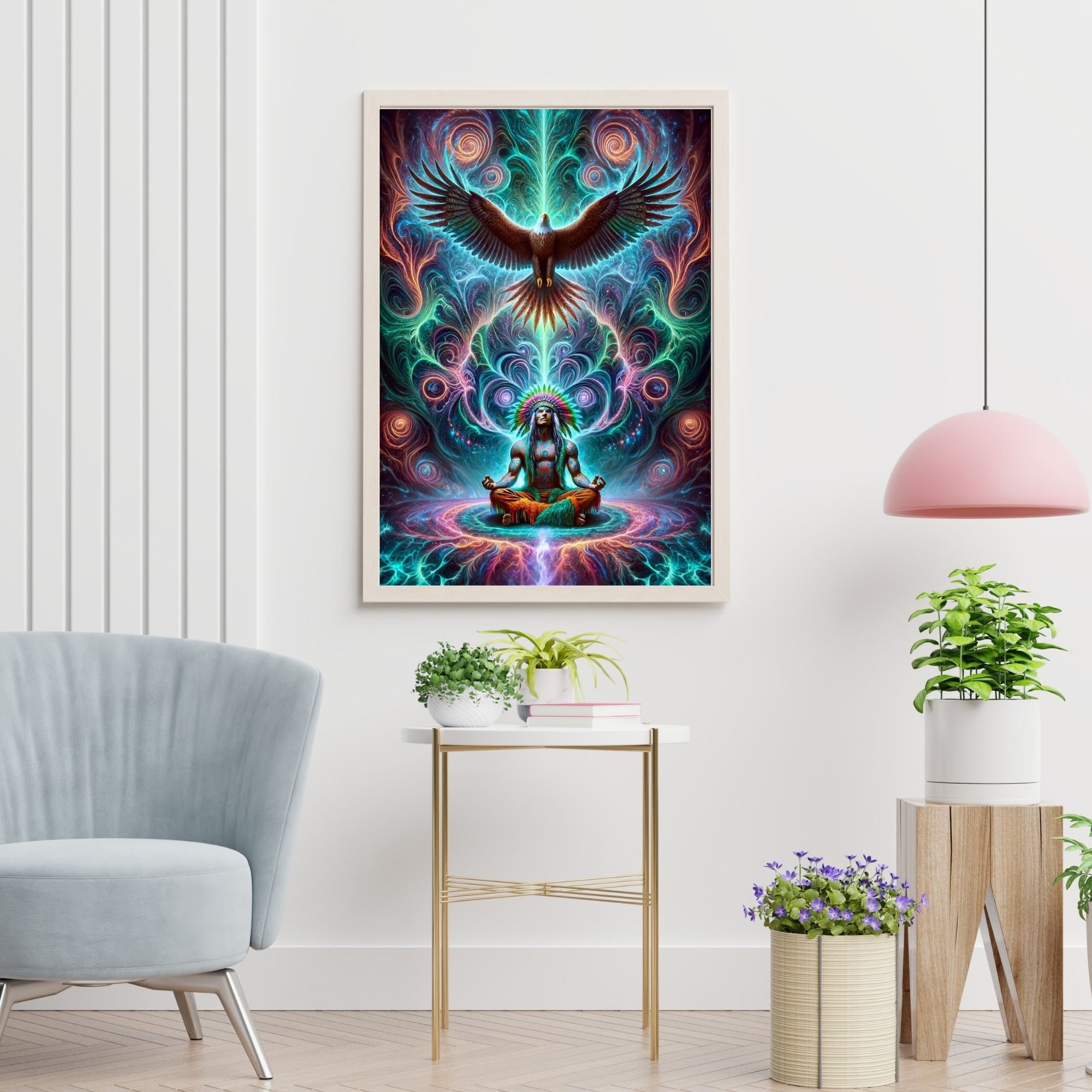 Hawk Spirit Shaman Portrait: Cosmic Meditation Art - Digital Download ...