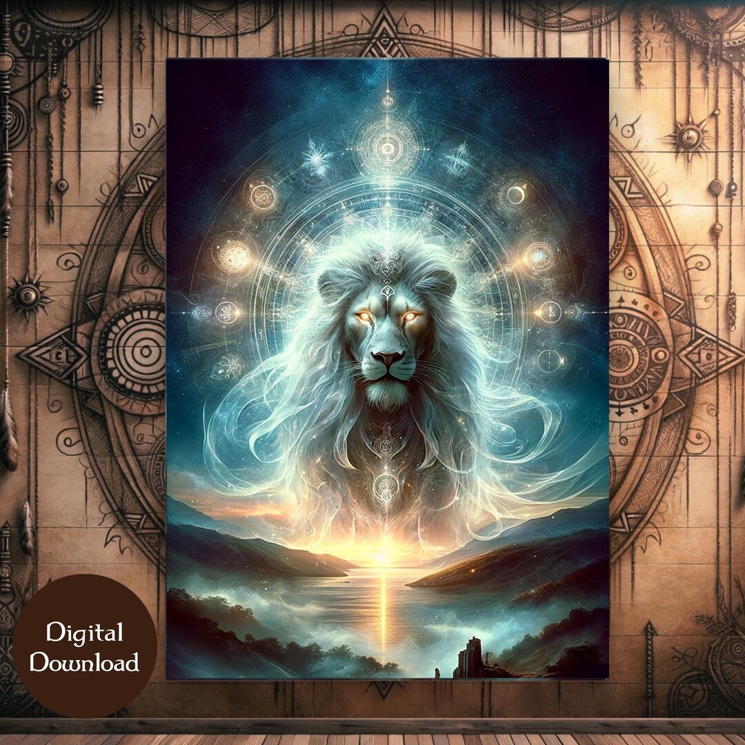 Lion Power Animal Portrait: Shamanic Spirit Art - Digital Download - Etsy