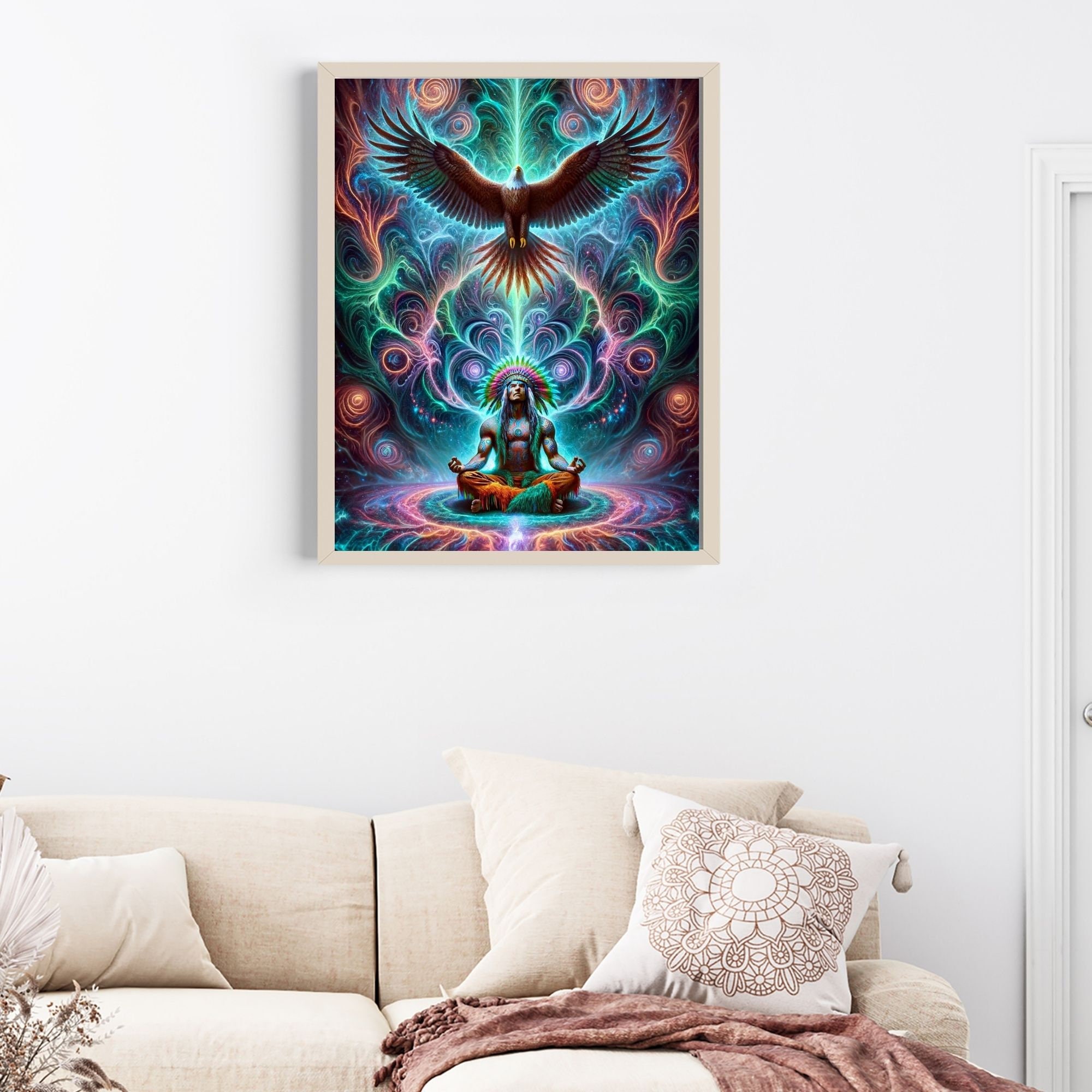 Hawk Spirit Shaman Portrait: Cosmic Meditation Art - Digital Download ...