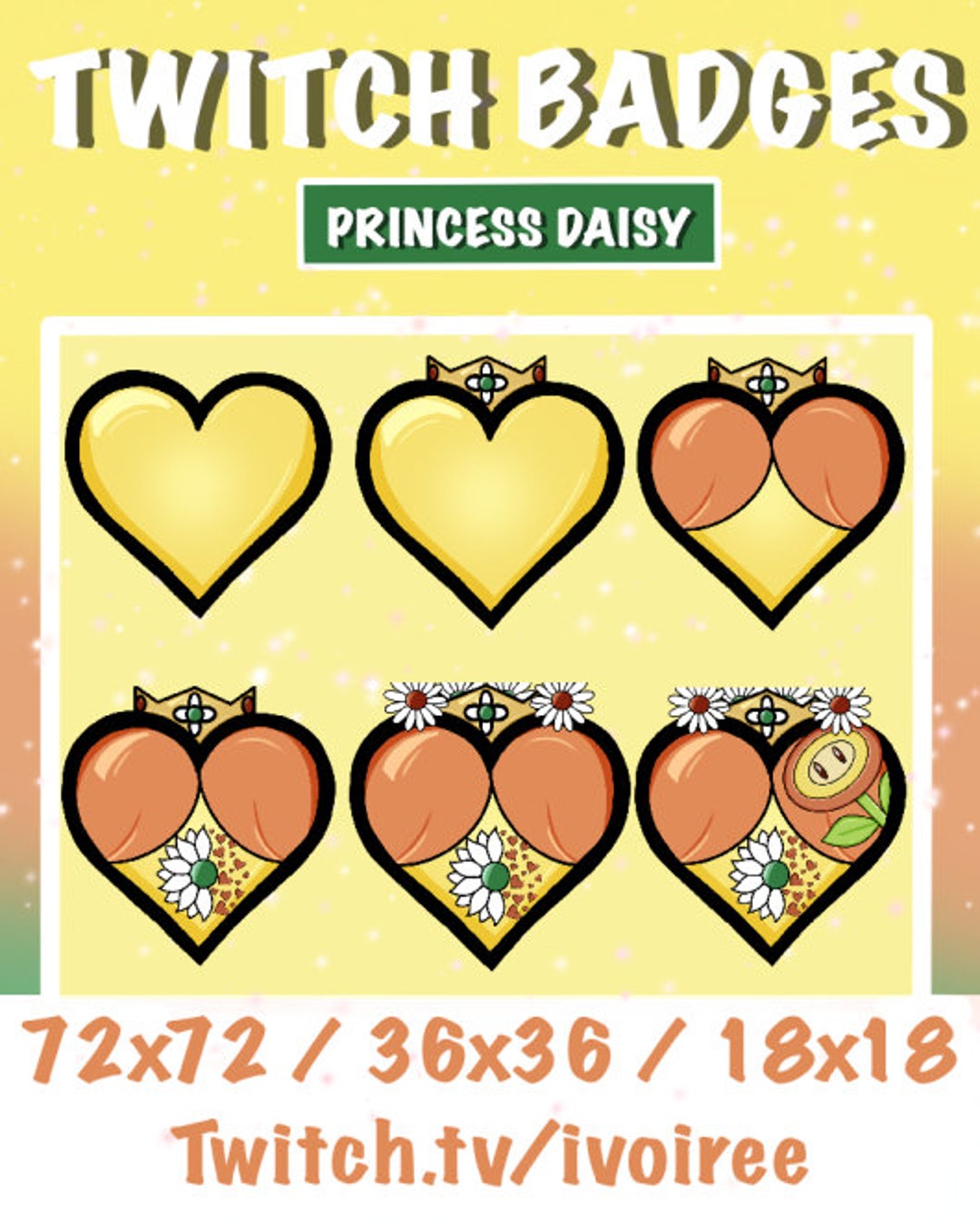 Princess Daisy Twitch Sub Badges / TWITCH DISCORD YOUTUBE / - Etsy UK