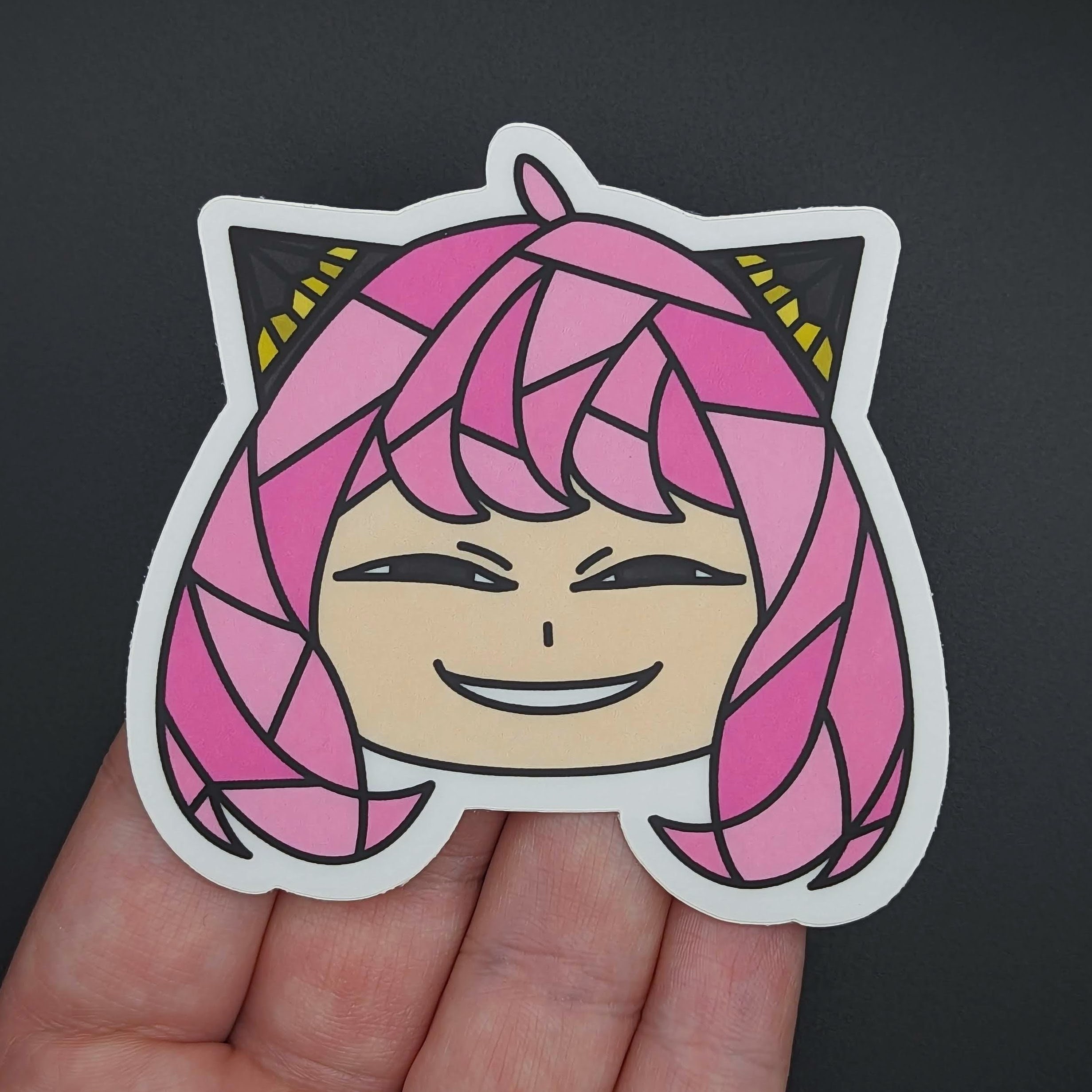 Stained Glass Anya 3" Sticker | Spy X Family Anya Meme Face Opaque or ...