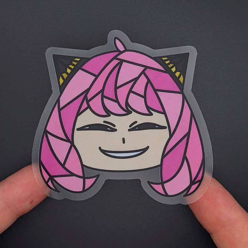 Stained Glass Anya 3" Sticker | Spy X Family Anya Meme Face Opaque or ...