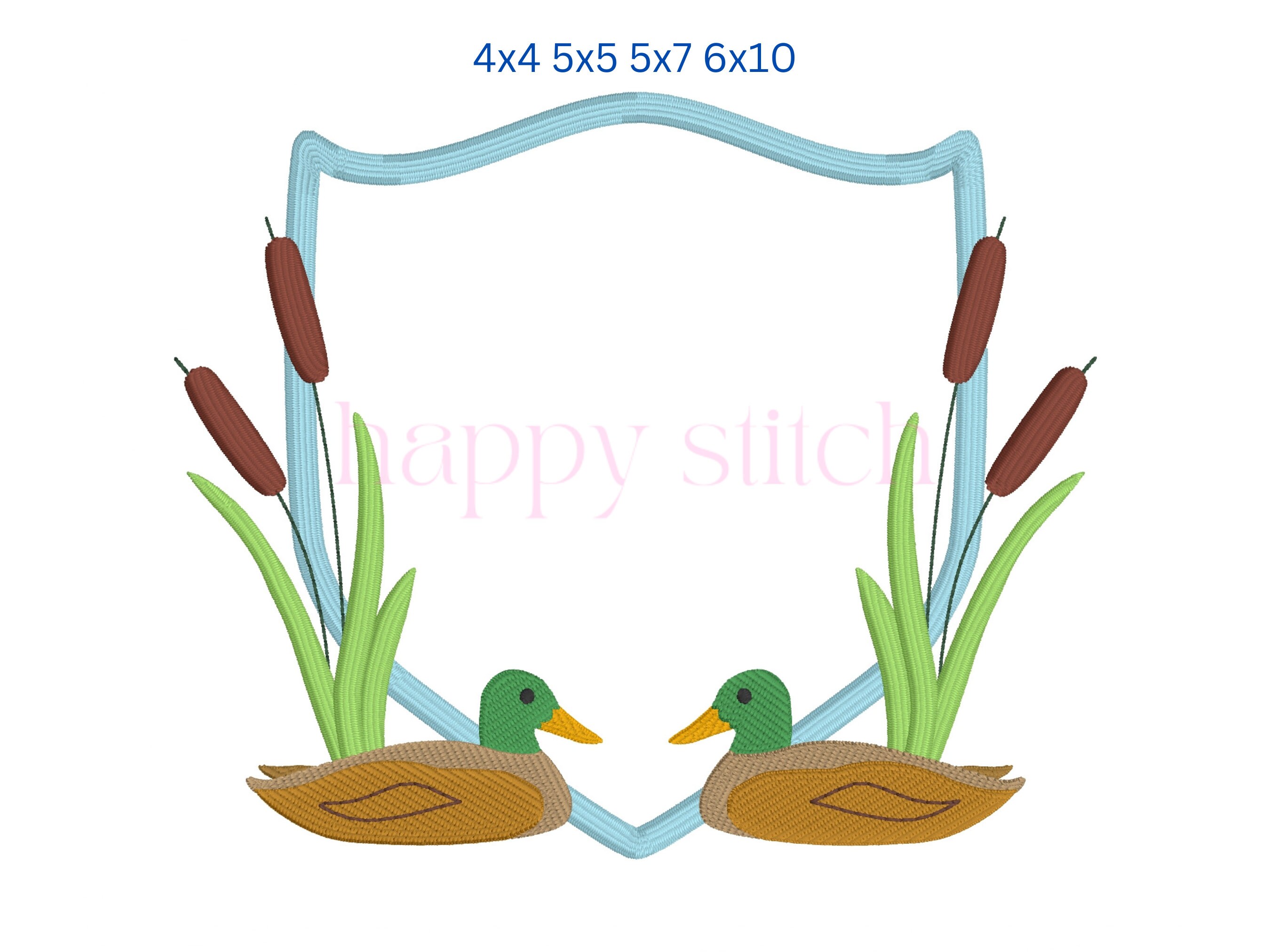 Duck in Cattails Crest Frame Embroidery Design, Ducks Embroidery Frame ...