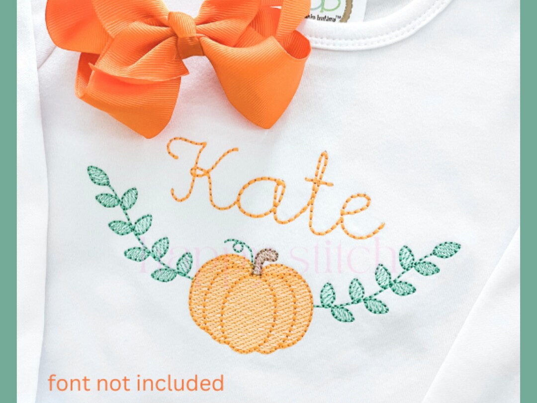 Pumpkin Vine Swag Sketch Embroidery Design, Monogram Frame, Name Frame ...