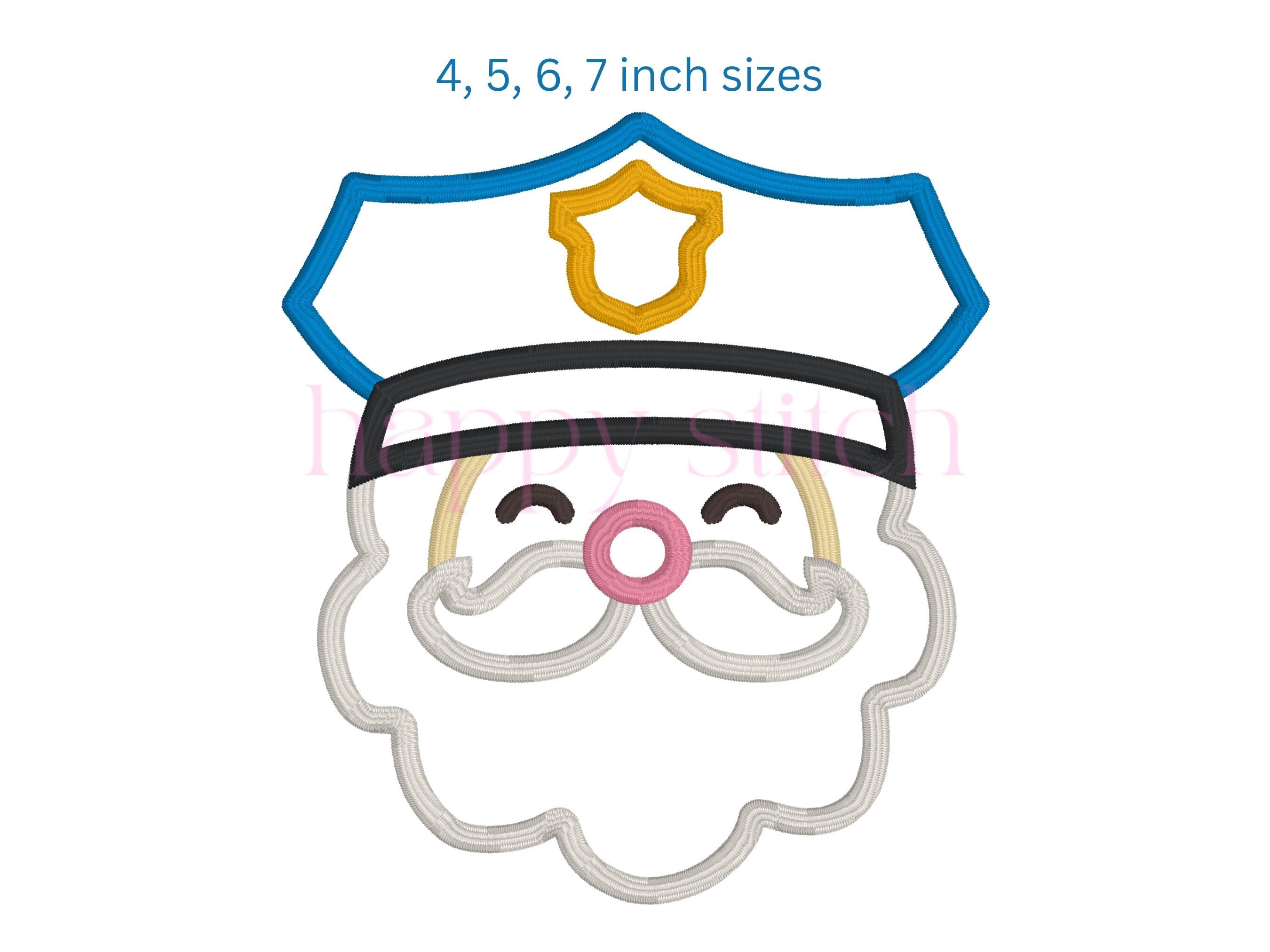Policeman Santa Satin Outline Embroidery Design, Christmas Embroidery ...