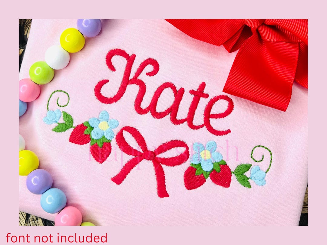 Strawberry Swag With Bow Frame Embroidery Design, Floral Strawberry ...