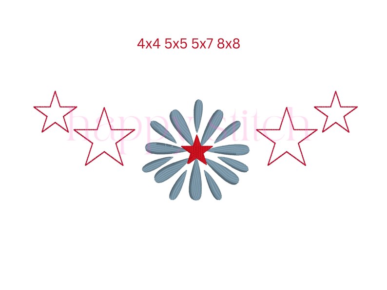 Patriotic Fireworks and Stars Swag Frame Embroidery Design, July 4th ...