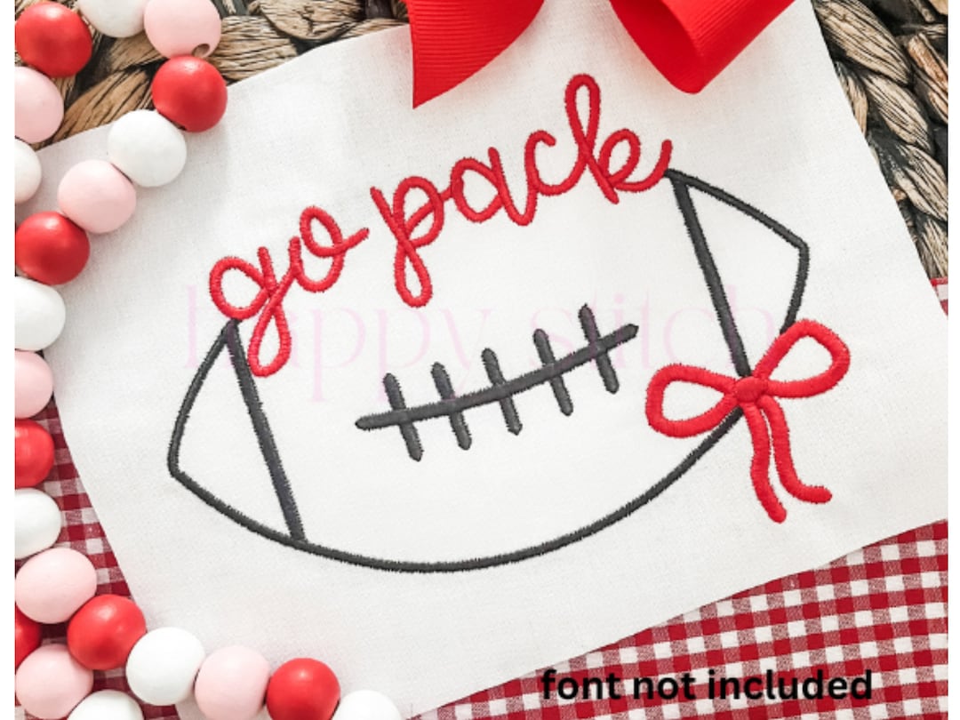 Open Football With Bow Satin Outline Embroidery Design, Instant ...
