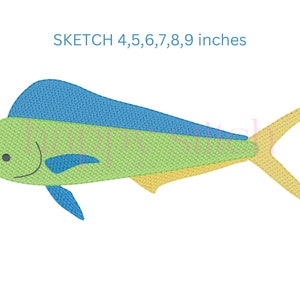 Mahi Mahi Sketch Embroidery Design, Multiple Sizes, Mahi Fish ...