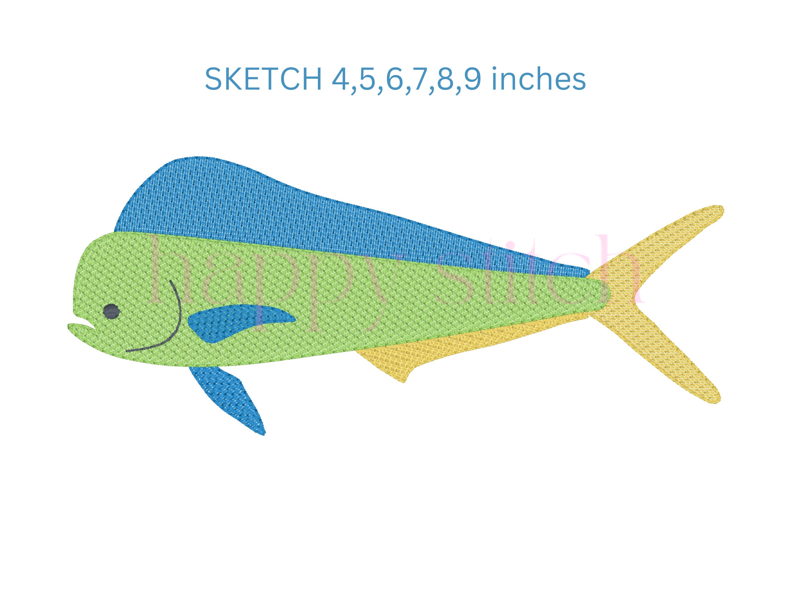 Mahi Mahi Sketch Embroidery Design, Multiple Sizes, Mahi Fish ...