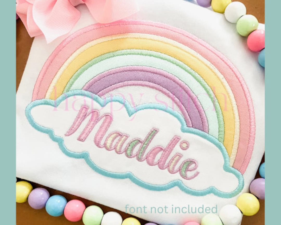Rainbow on Cloud Applique Design, Embroidery Design, Instant Download ...