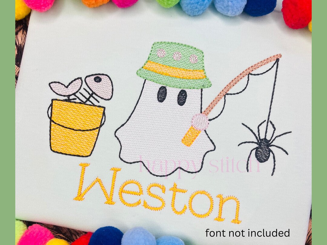 Fisherman Ghost SKETCH Embroidery Design: Halloween Light Fill (instant ...