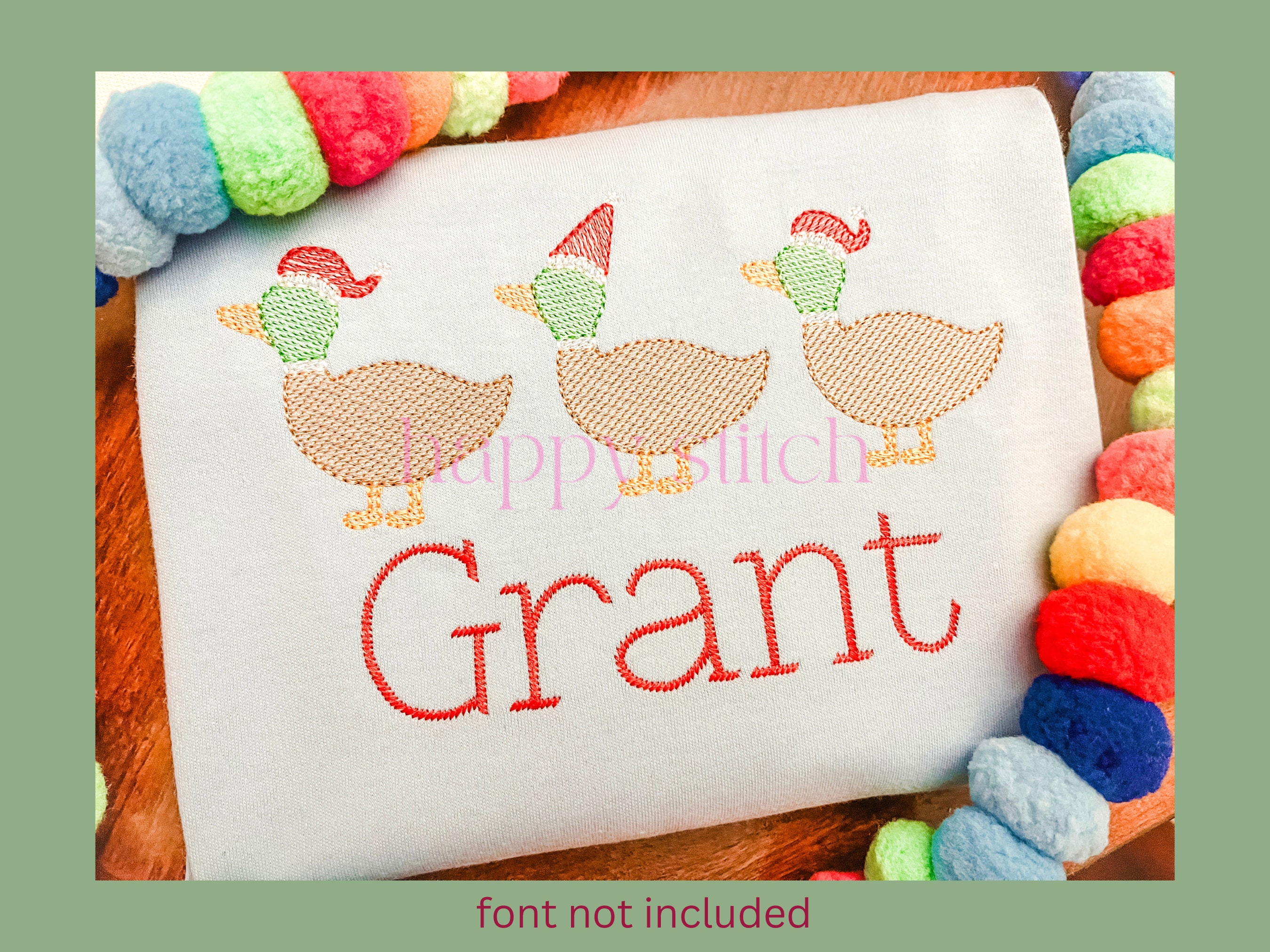 Santa Duck Trio Sketch Embroidery Design, Instant Download, Christmas ...