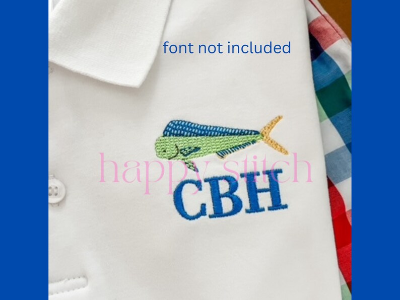 Mahi Dolphin Fish Embroidery Design Mini, Mahi Mahi Machine Embroidery Design, Polo Shirt or ...