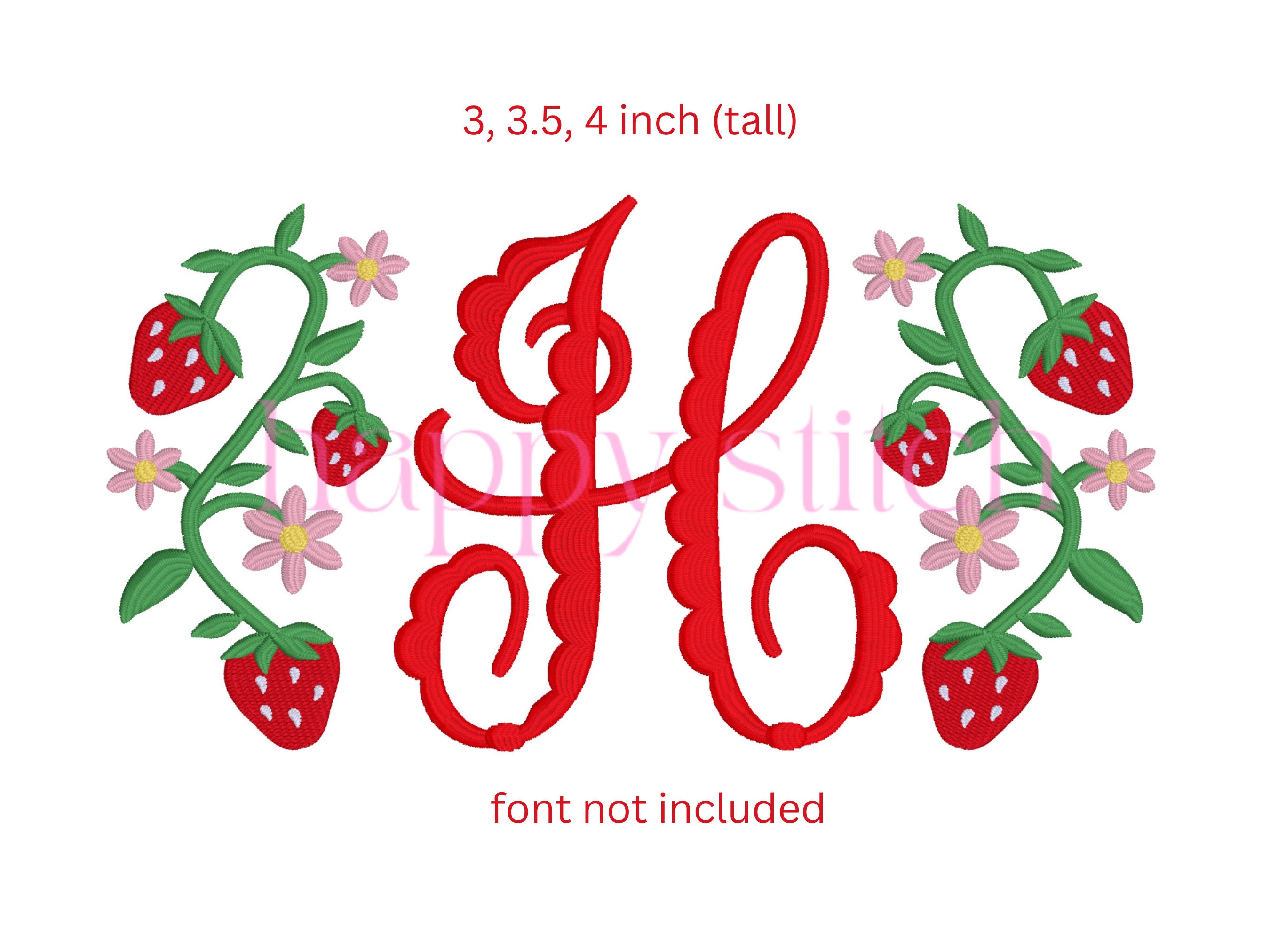 Strawberry Vine Side Swag Frame Embroidery Design 3 3.5 4 - Etsy