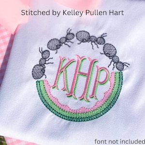 Watermelon Rind With Ant Parade Sketch Monogram Frame Embroidery Design ...