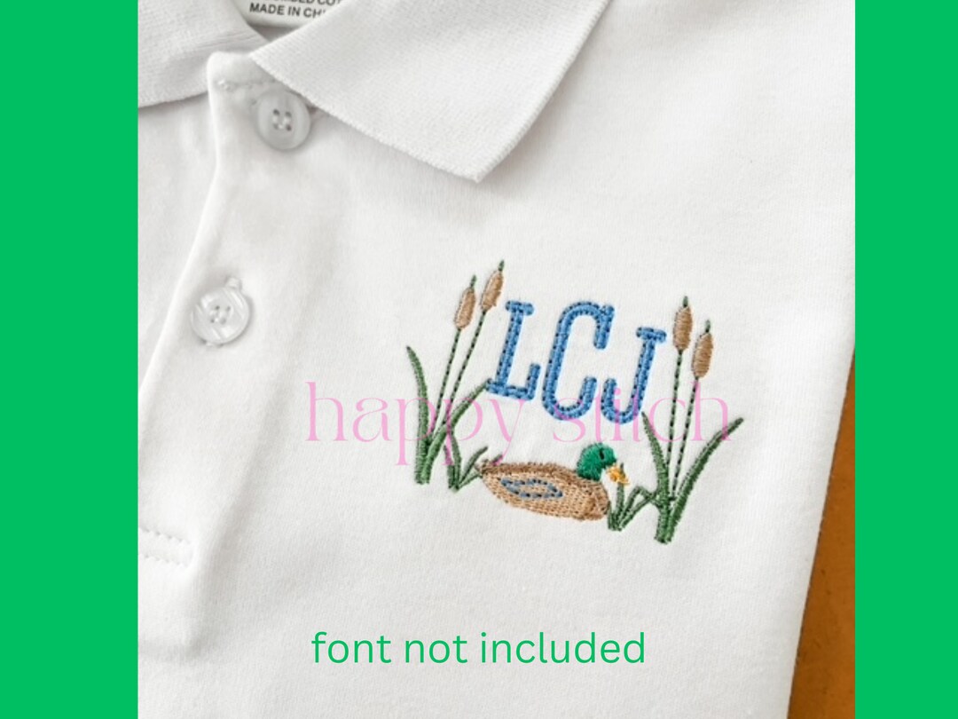 Duck in Cattails Frame Embroidery Design, Small Monogram Frame, Polo ...