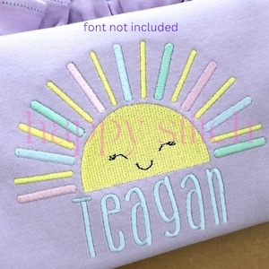 Sunshine Half With Rainbow Rays Embroidery Design, Sun Smiling Face ...