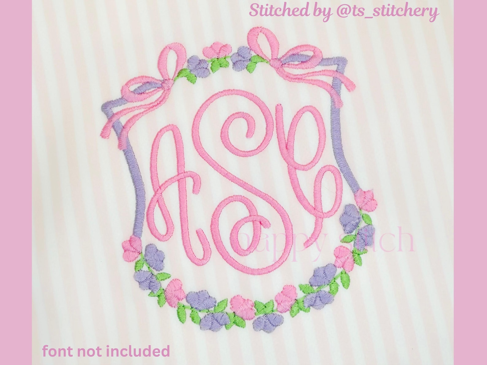 Emma Floral Crest Monogram Frame With Bows Embroidery Design, Instant ...