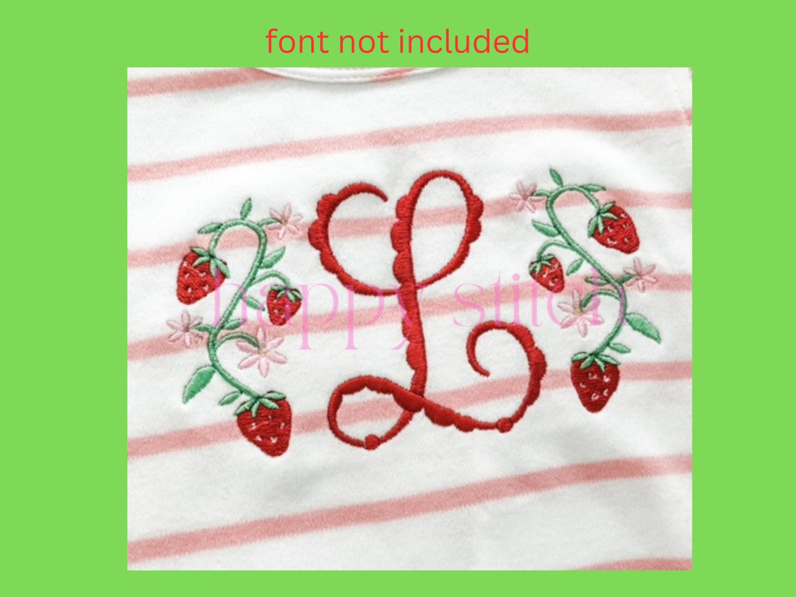 Strawberry Vine Side Swag Frame Embroidery Design 3, 3.5, 4 Inch - Etsy