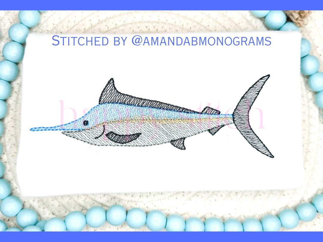 Marlin Sketch Embroidery Design, Swordfish, Ocean Fish, Sketch ...
