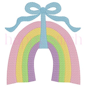 Rainbow With Bow Sketch Embroidery Design, Instant Download - Etsy