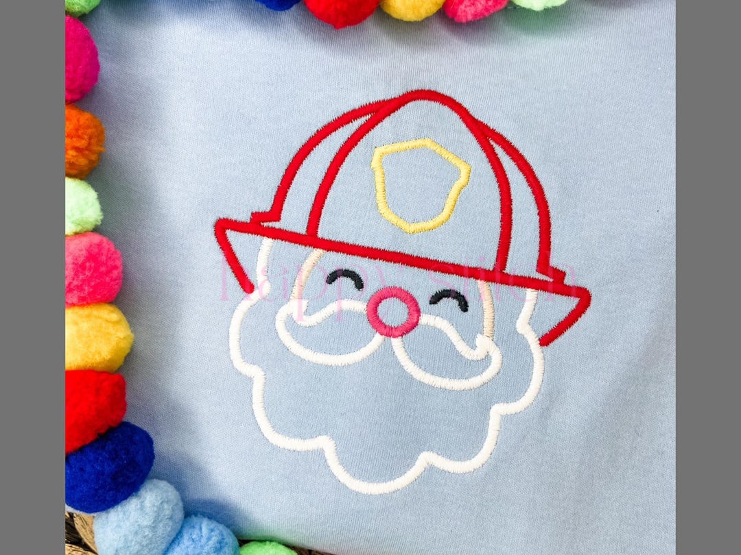 Fireman Santa Satin Outline Embroidery Design, Christmas Embroidery ...