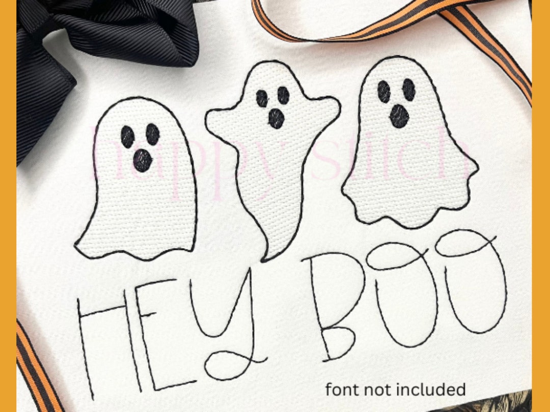 Ghost Trio Sketch Embroidery Design, Halloween Embroidery Design ...