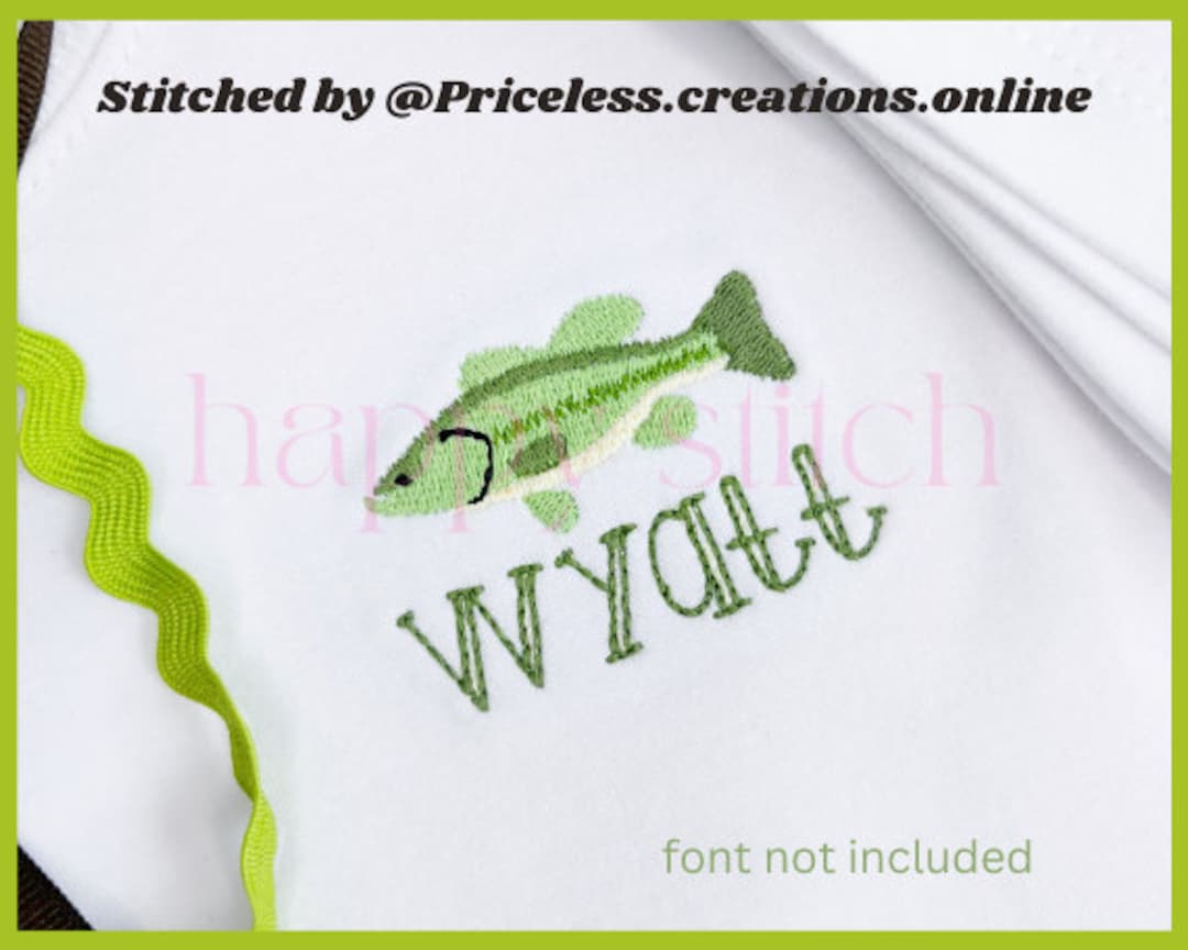 Bass Fish Mini Fill Embroidery Design, Instant Download - Etsy