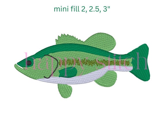 Bass Fish Mini Fill Embroidery Design, Instant Download - Etsy