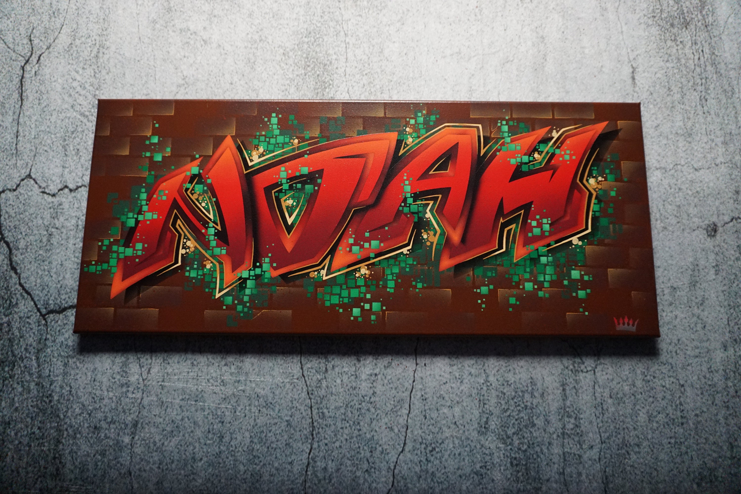Graffiti Canvas With Your Name on It. Noah Graffiti Canvas, Handmade ...